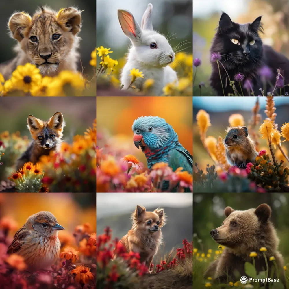 Vibrant Animal Nature Photographs Midjourney Prompt | PromptBase