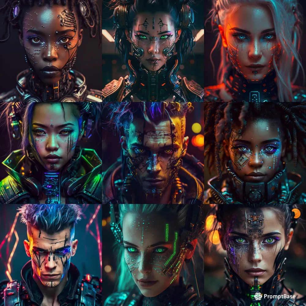 Futurist Human Cyborg Hybrid Portraits Midjourney Prompt | PromptBase