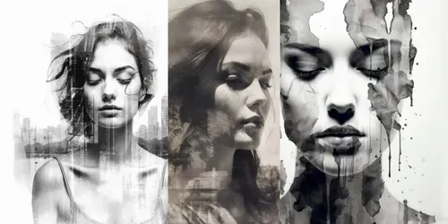 Double Exposure Profiles Midjourney Prompt | PromptBase