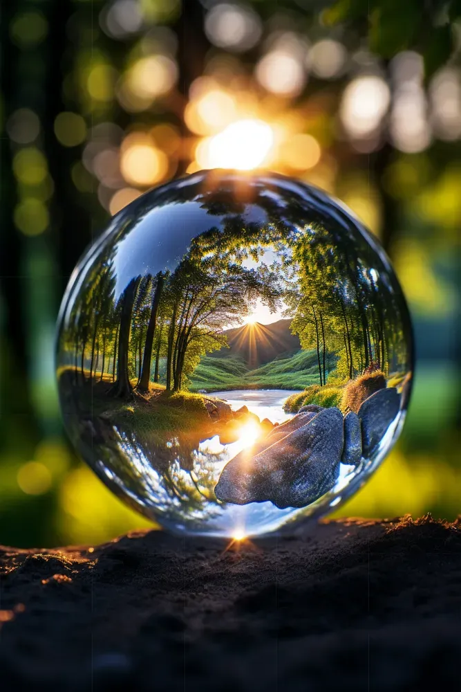 Lens Ball Photography Realistic Sceneries Midjourney Prompt | PromptBase