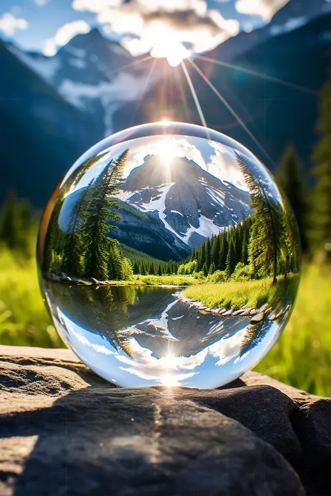 Lens Ball Photography Realistic Sceneries Midjourney Prompt | PromptBase