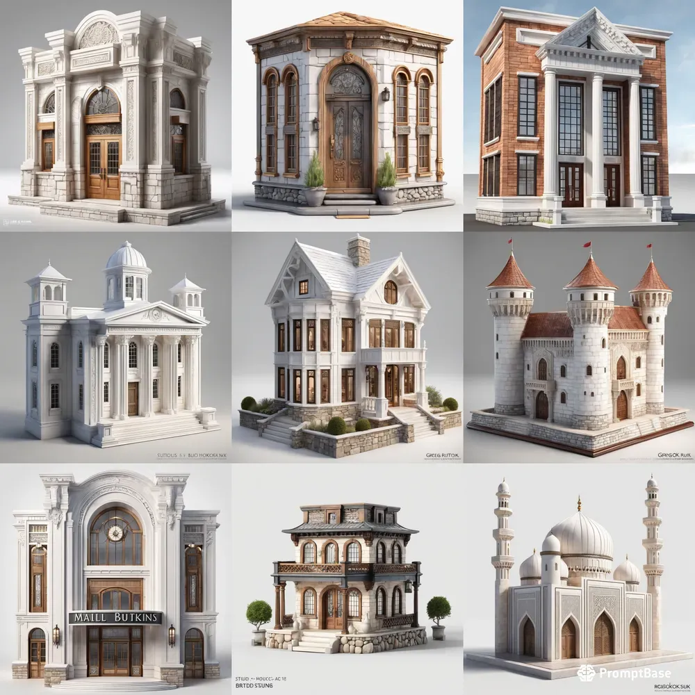 3D Building Models Stone Style Stable Diffusion Prompt | PromptBase