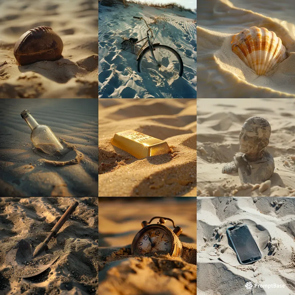 Objects Buried In The Sand Midjourney Prompt | PromptBase