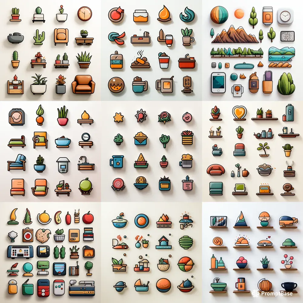 Lineal Color Icons Clean Modern Uxuis Midjourney Prompt | PromptBase