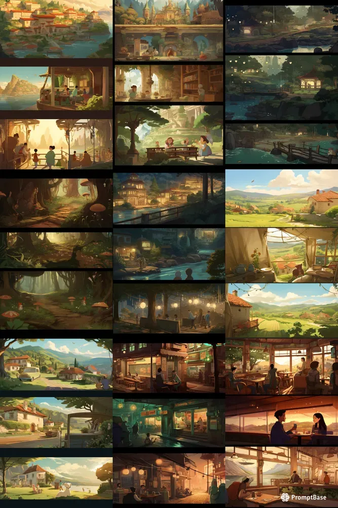 Cozy Scenic Comic Book Pages Midjourney Prompt | PromptBase