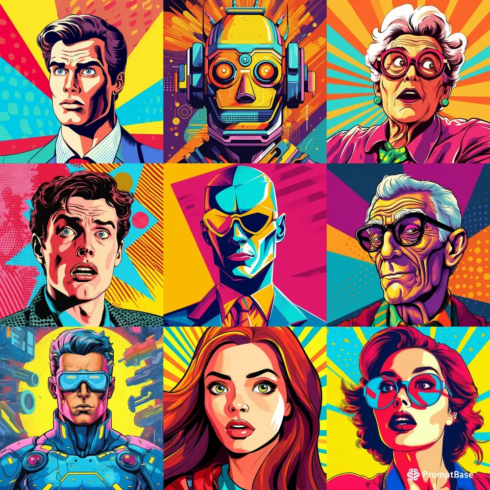 Pop Art Portrait Comic Book Illustration Midjourney Prompt | PromptBase