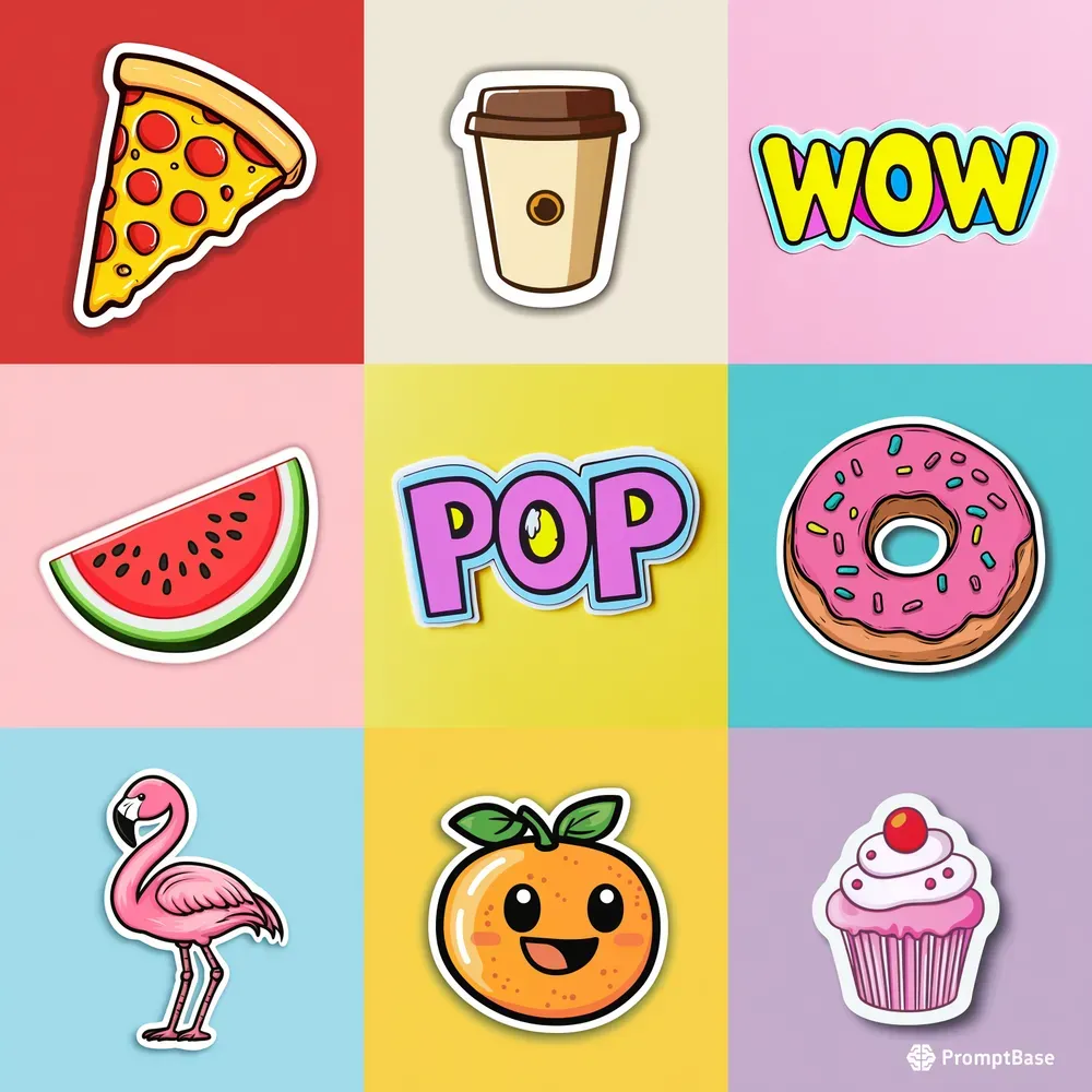 Pop Style Sticker Collections Midjourney Prompt | PromptBase
