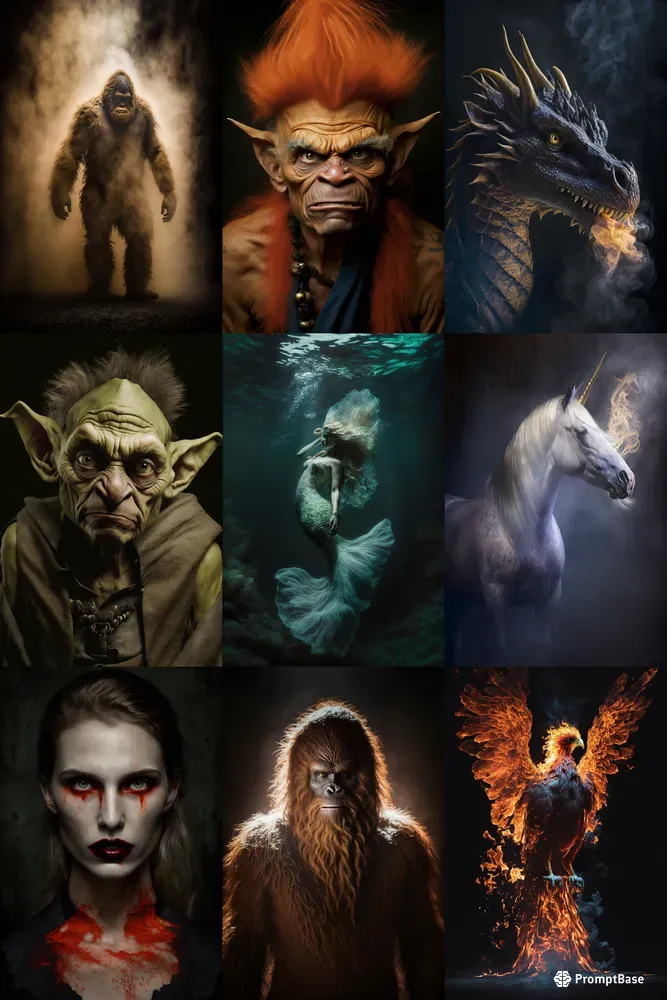 Legendary Mythical Beings HD Photos Midjourney Prompt | PromptBase
