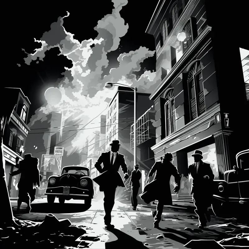 Film Noir Comic Book Art Midjourney Prompt | PromptBase