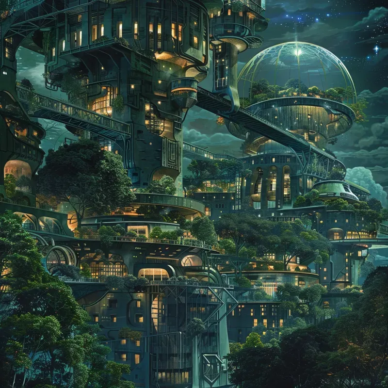 Futuristic Arcology Architectures Midjourney Prompt | PromptBase
