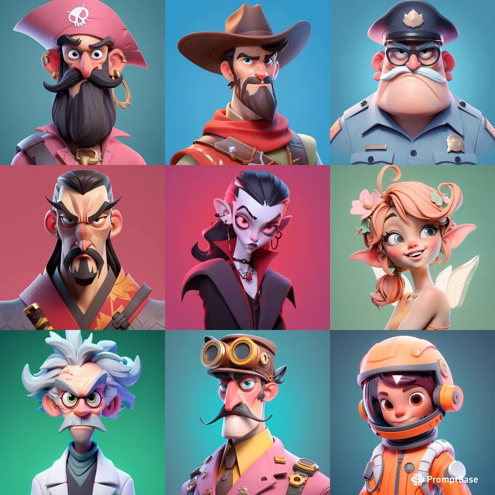 3D Avatar Profiles Midjourney Prompt | PromptBase