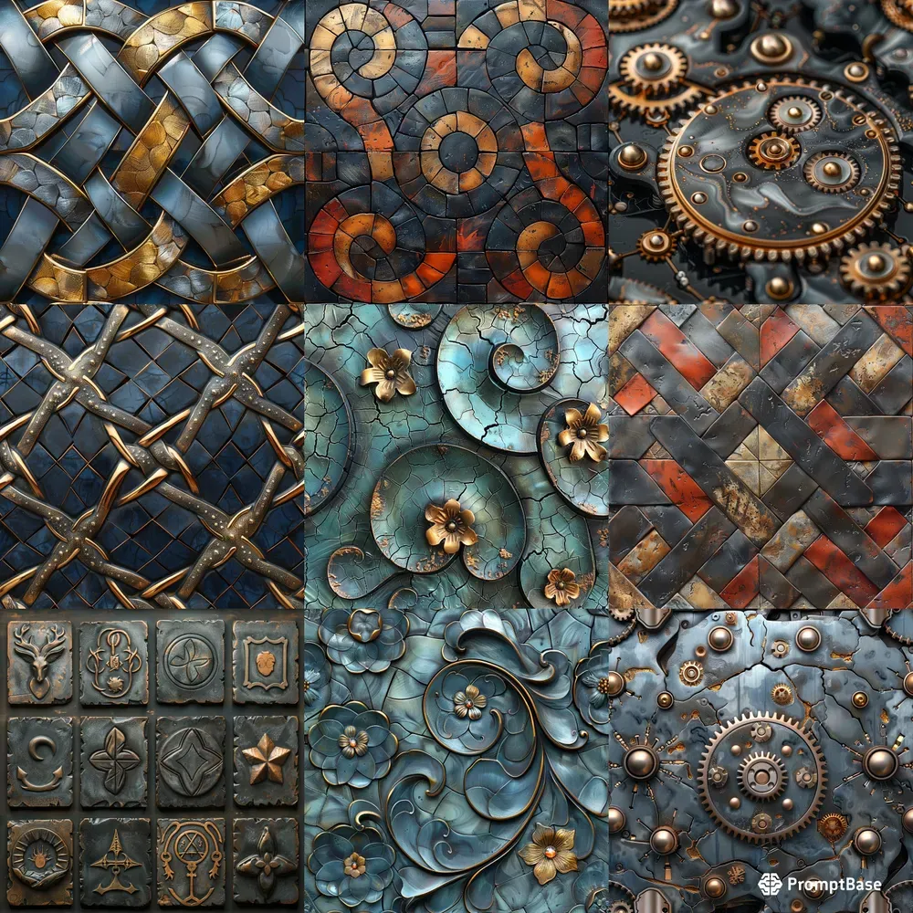 Infinites Stunning Artistic Metal Patterns Midjourney Prompt | PromptBase