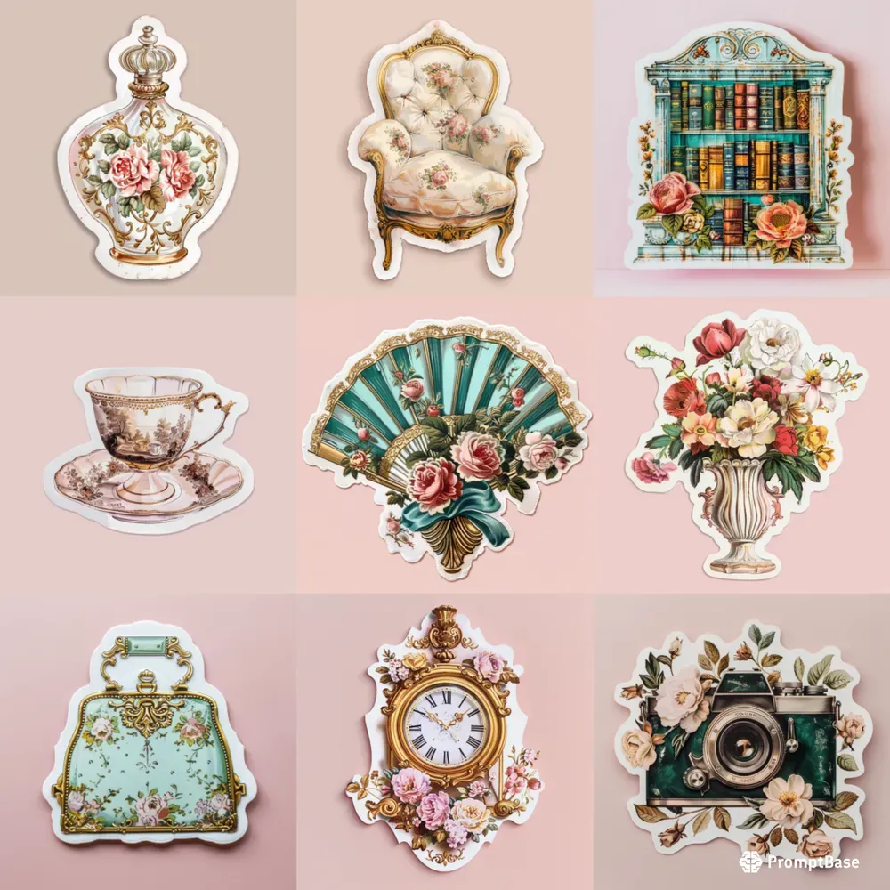 Vintage Victorian Stickers Midjourney Prompt | PromptBase