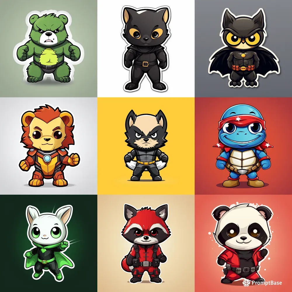 Heroic Animal Stickers Brave Icons Midjourney Prompt | PromptBase