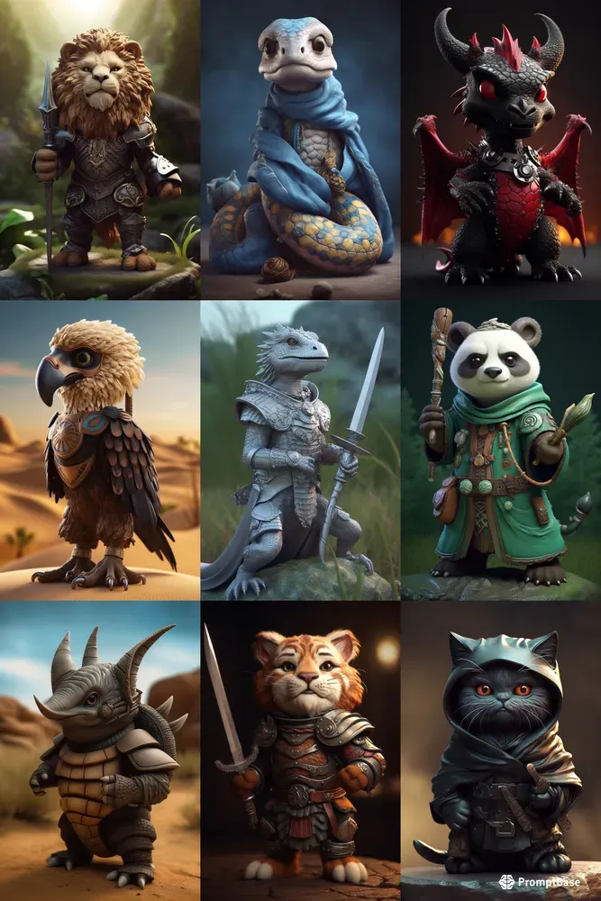 RPG Fantasy Animal Characters Midjourney Prompt | PromptBase