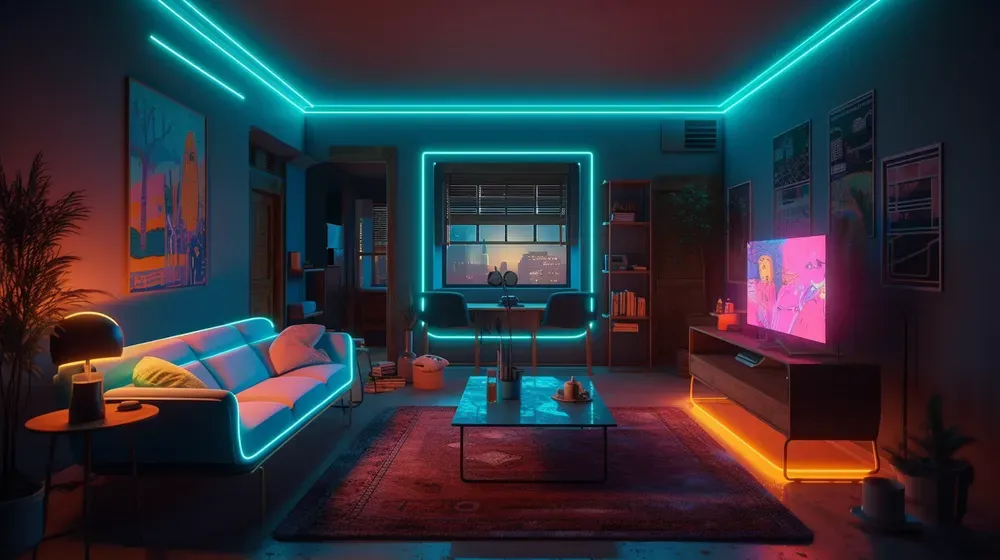 Fantastic Abstract Neon Rooms Midjourney Prompt | PromptBase