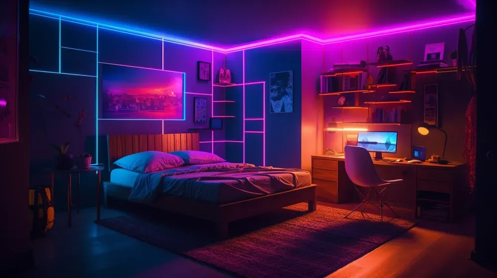 Fantastic Abstract Neon Rooms Midjourney Prompt | PromptBase