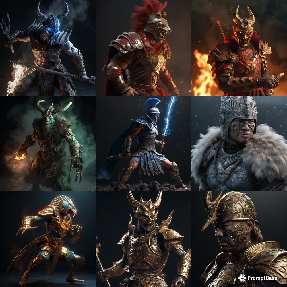 Mythology Warriors Demons Midjourney Prompt | PromptBase