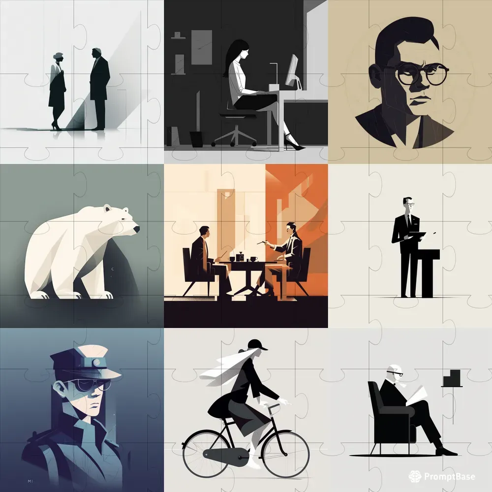 Notion Innovative Minimalist Characters Midjourney Prompt | PromptBase