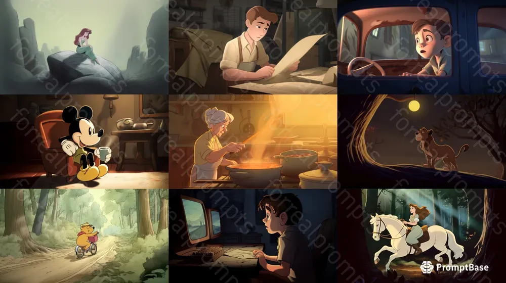 Disney Style Movie Scenes Midjourney Prompt | PromptBase