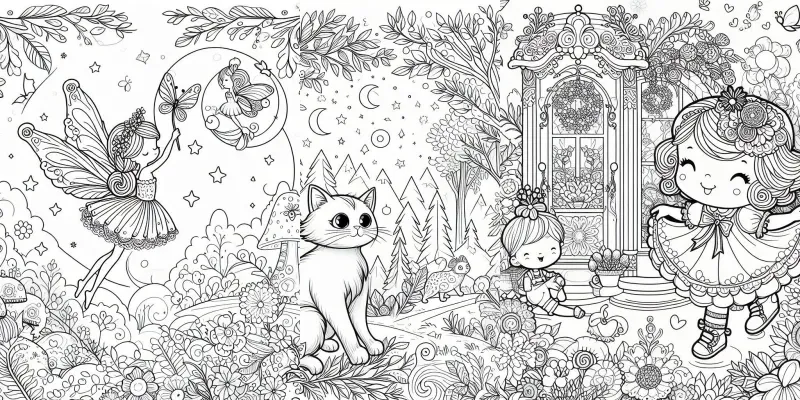 Storybook Adventures Coloring Pages DALL·E Prompt | PromptBase