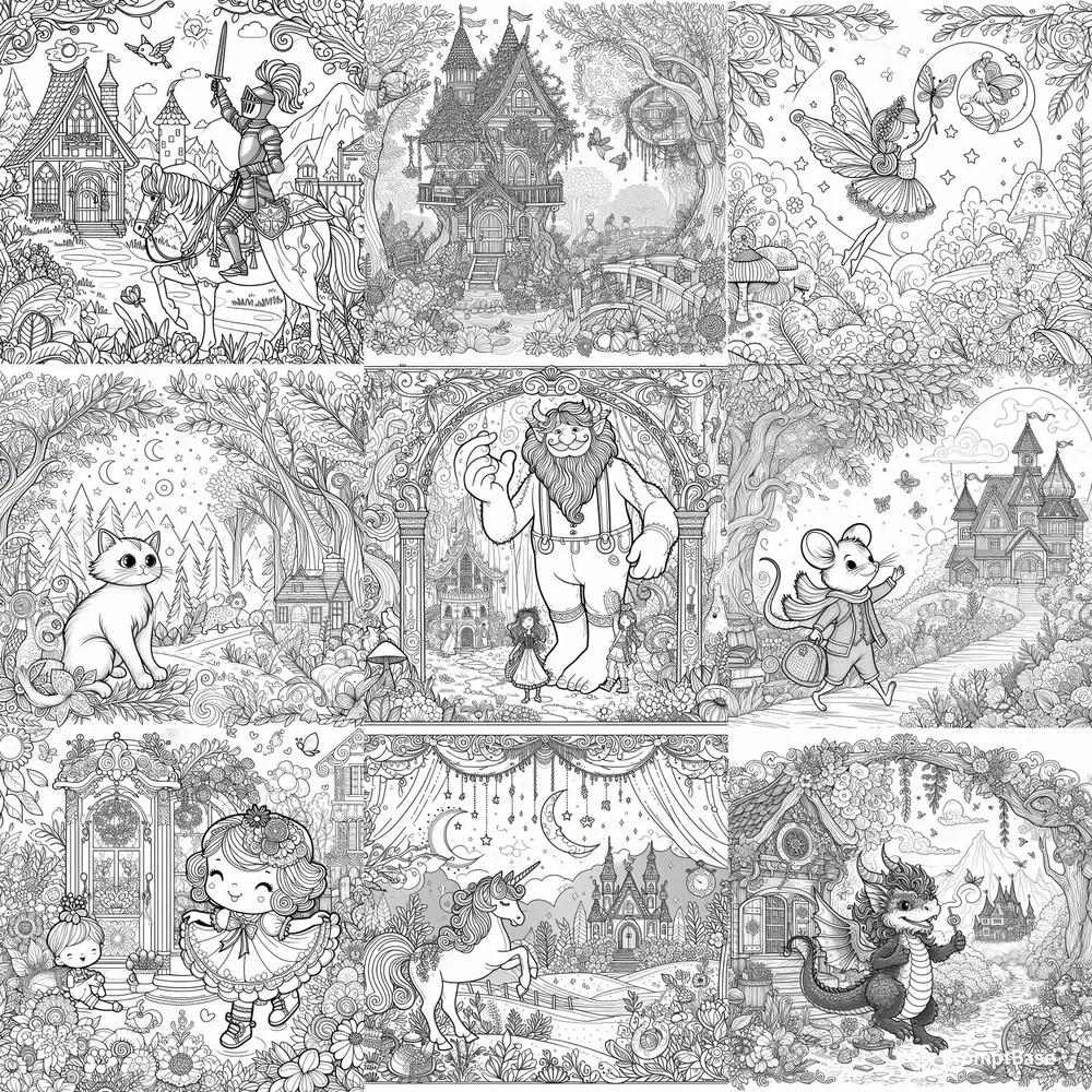 Storybook Adventures Coloring Pages DALL·E Prompt | PromptBase