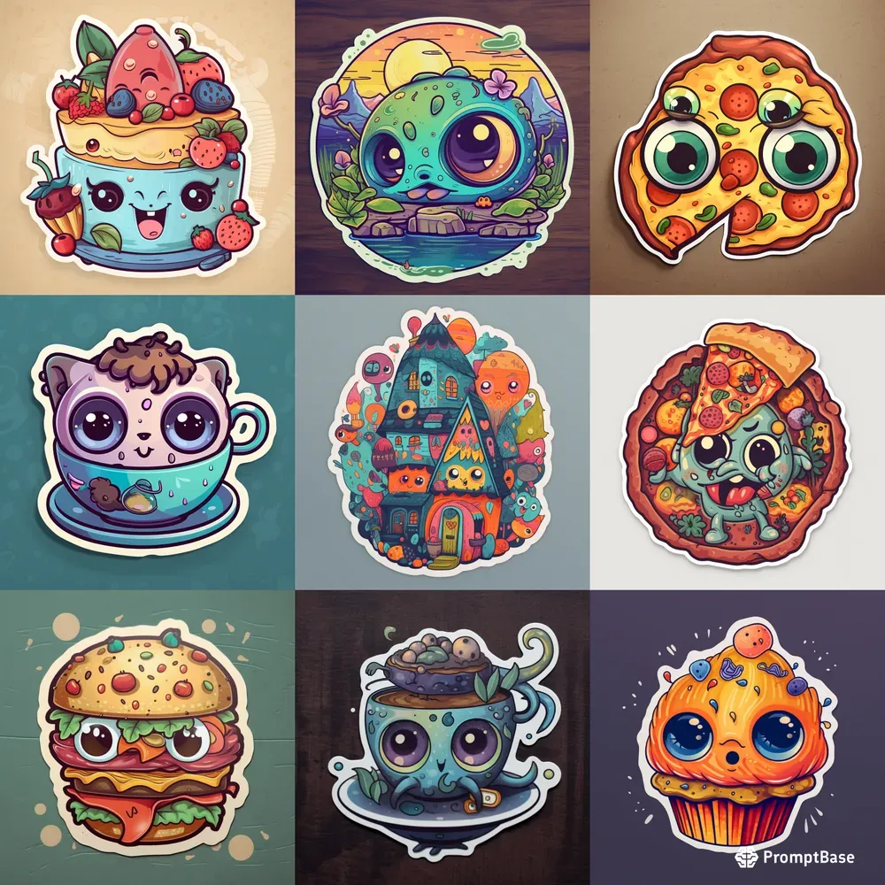 Cute 3D Object Face Cartoon Stickers Midjourney Prompt | PromptBase