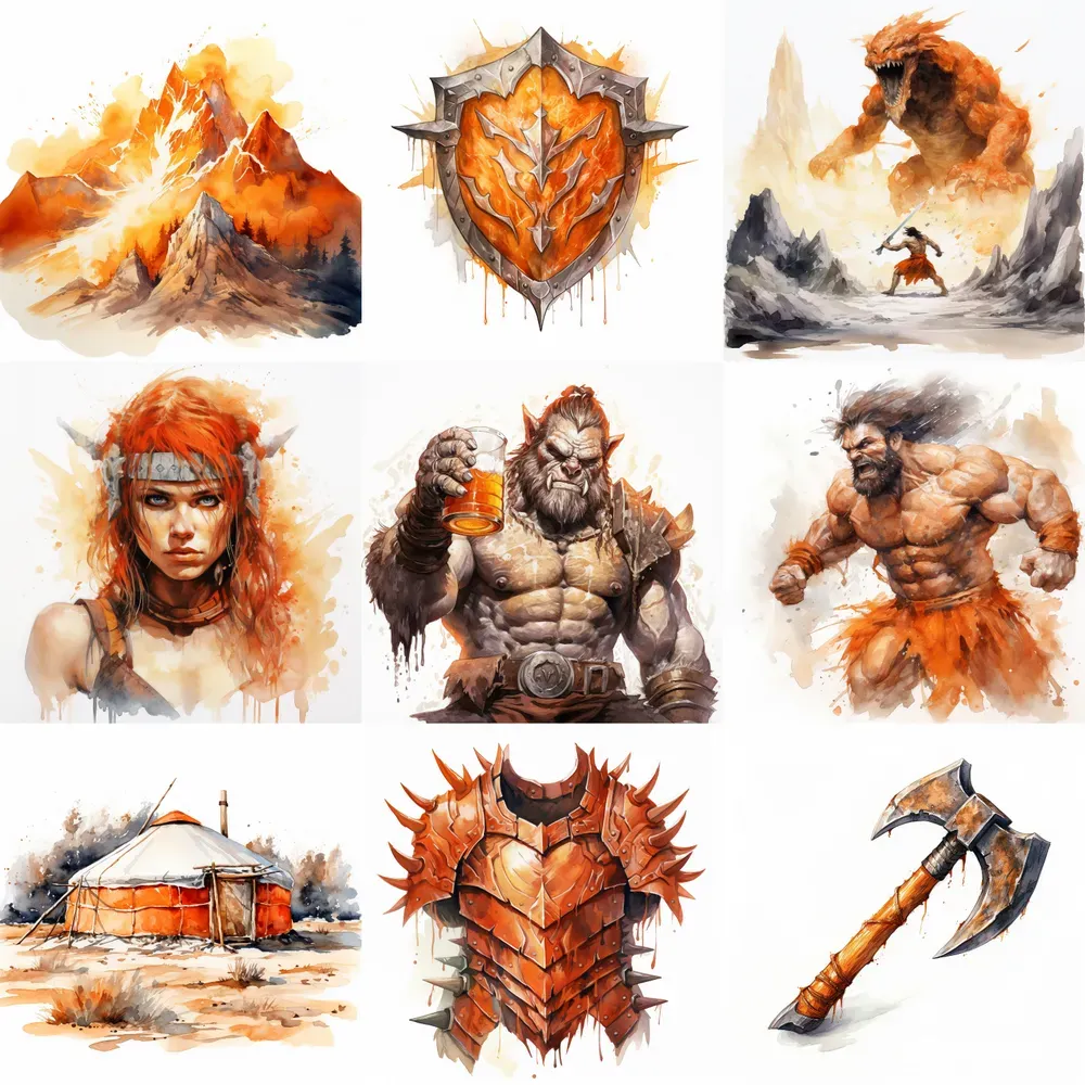 Barbarian Inspired Fantasy DnD Assets Midjourney Prompt | PromptBase