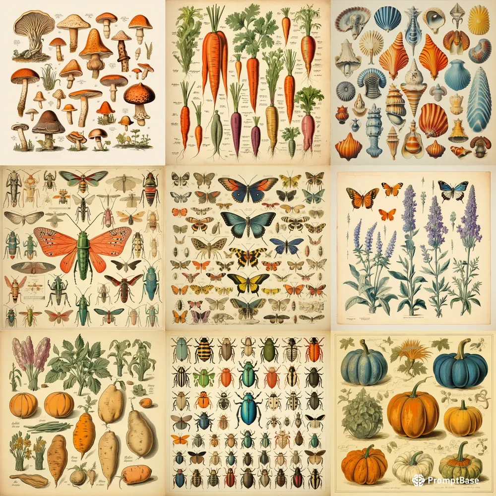 Vintage Lithography Entomology Charts Midjourney Prompt | PromptBase