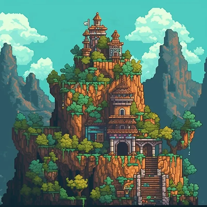 Fantasy Pixel Art Environments Midjourney Prompt | PromptBase