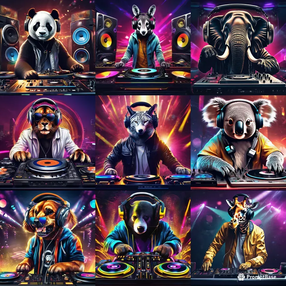Club Dj Animals Stable Diffusion Prompt | PromptBase