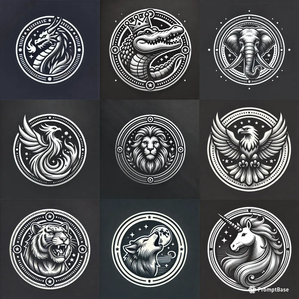 Stylized Animal Emblem Logo Generator DALL·E Prompt | PromptBase
