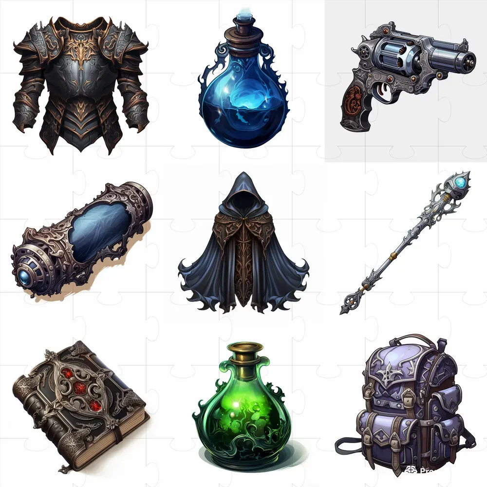 RPG Game Items Game Assets Midjourney Prompt | PromptBase