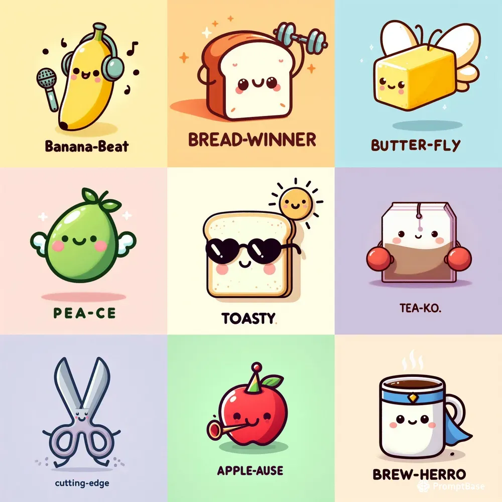 Cute Food Inspired Puns Art DALL·E Prompt | PromptBase