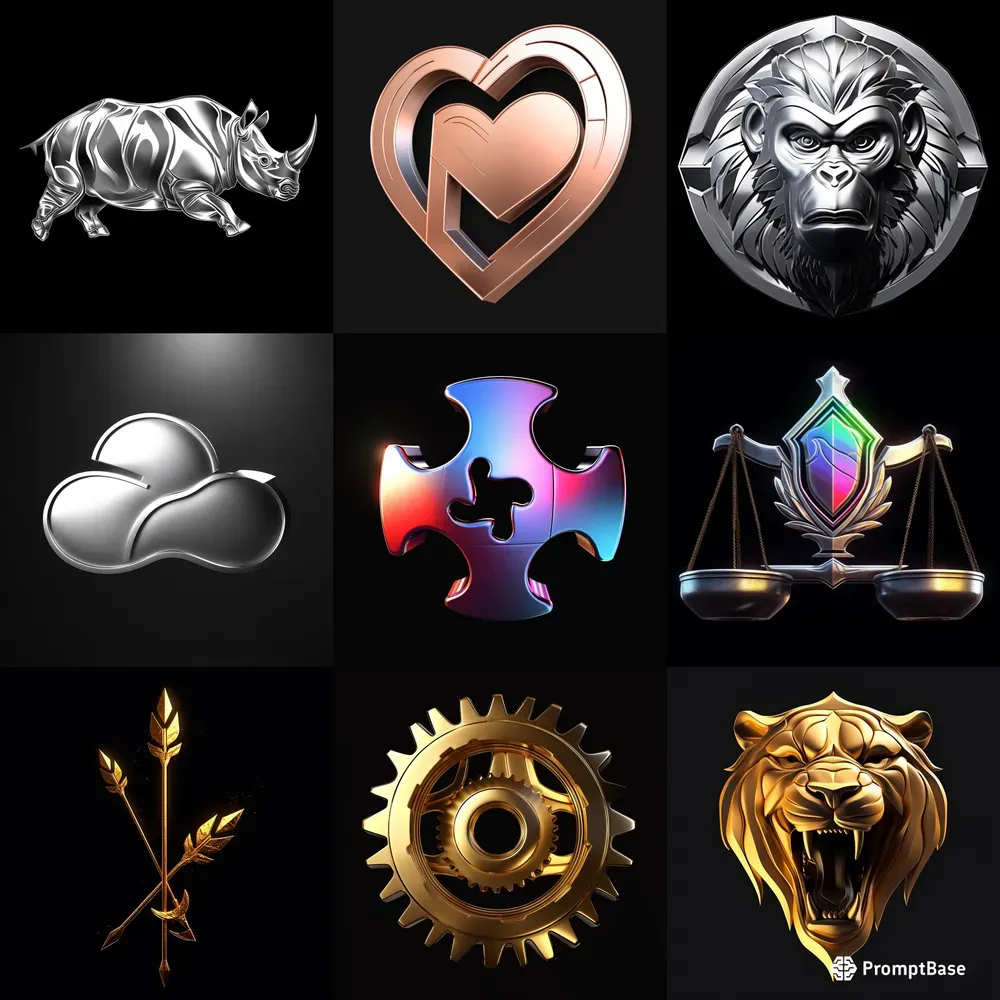 3D Metal Logos Midjourney Prompt | PromptBase