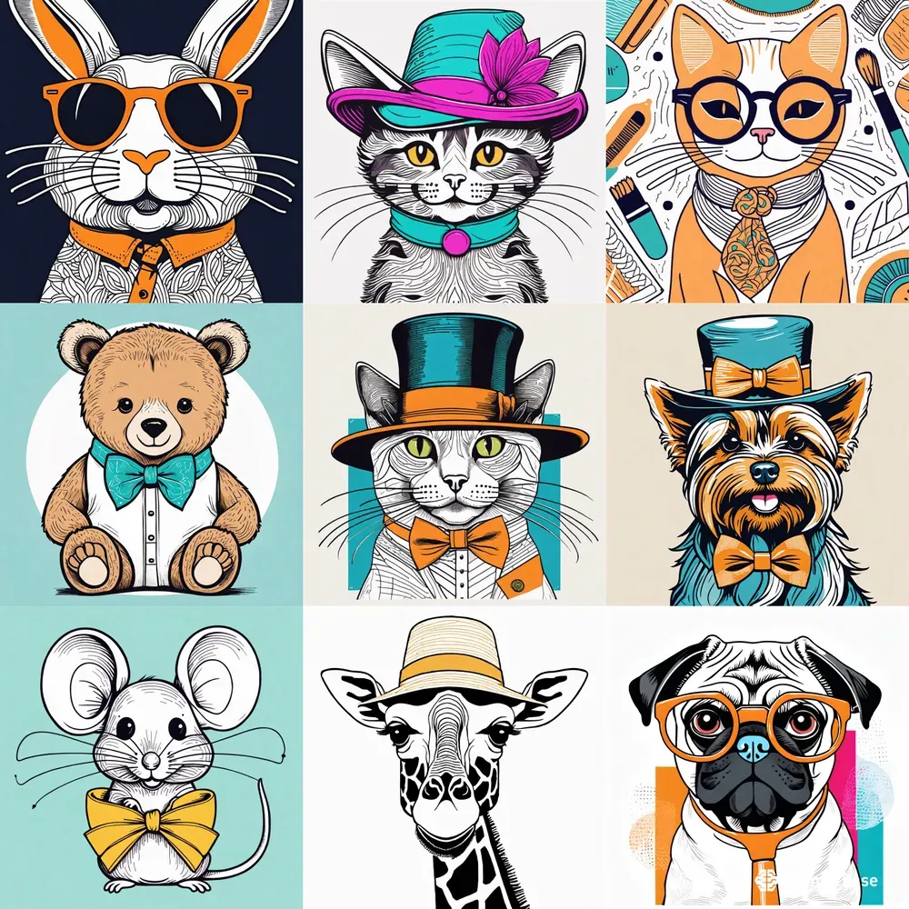 Cute Doodles Of Animals DALL·E Prompt | PromptBase