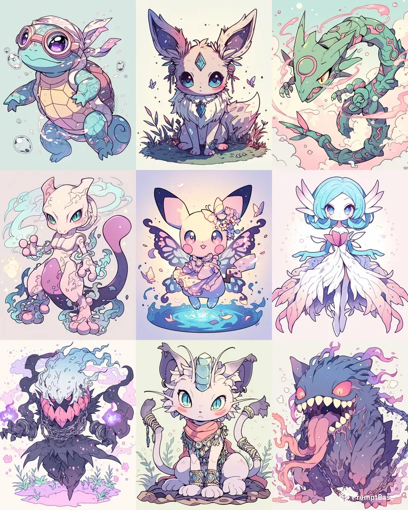 Fantasy Aqua Pokemon Transformations Midjourney Prompt | PromptBase