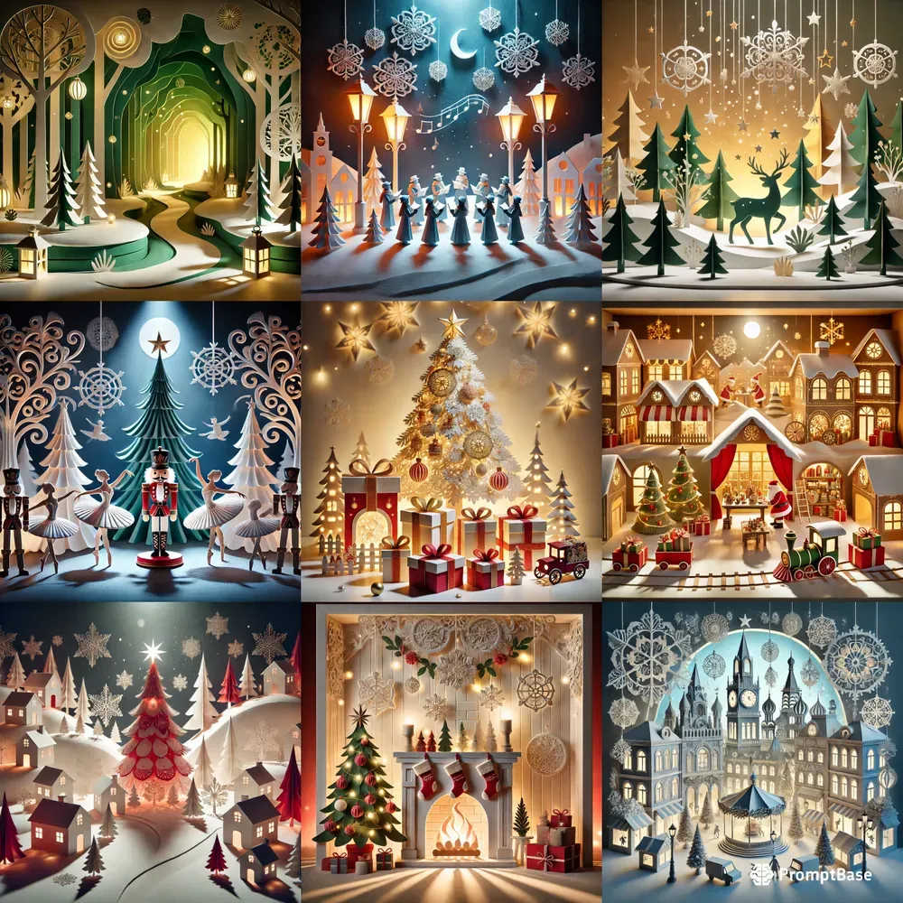Christmas Multilayered Paper Dioramas DALL·E Prompt | PromptBase