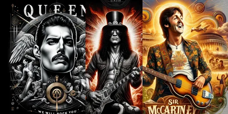 Musical Legends Vintage Tshirt Designs DALL·E Prompt | PromptBase