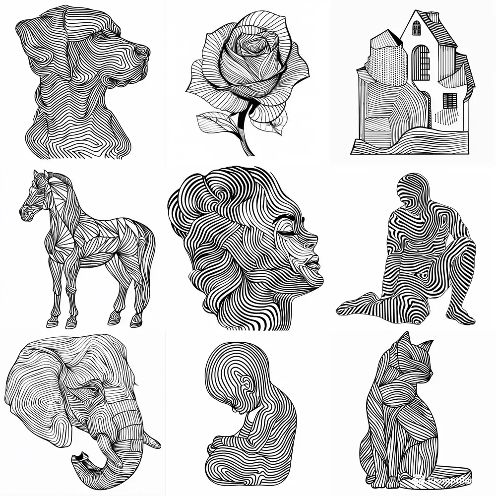 T-shirt Contour Line Designs Midjourney Prompt | PromptBase