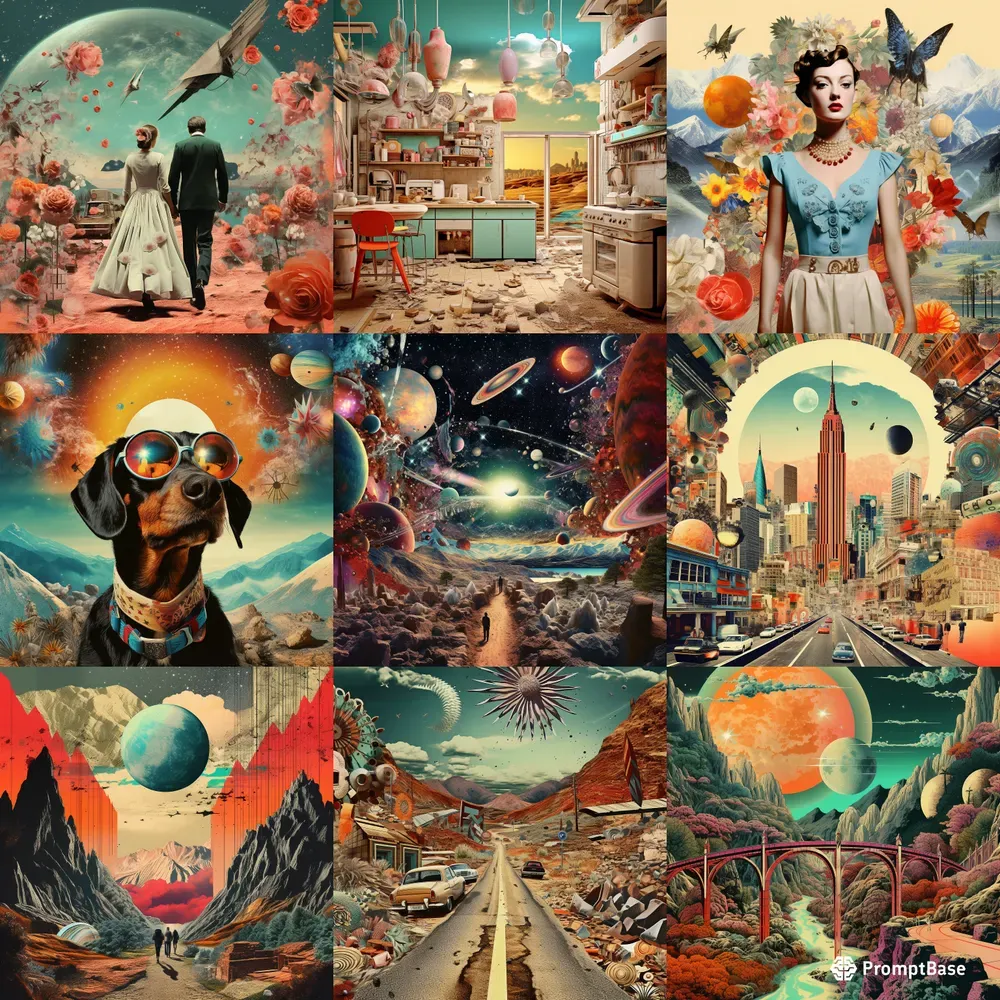 Surreal Vintage Collages Mixed Media Art Midjourney Prompt | PromptBase