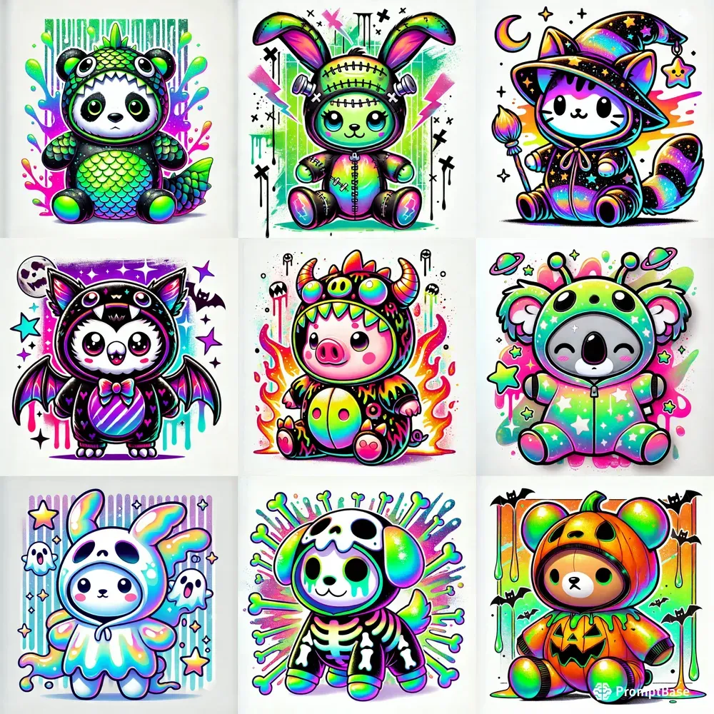 Chibi Cuteness Neon Eerie Plush Editions DALL·E Prompt | PromptBase