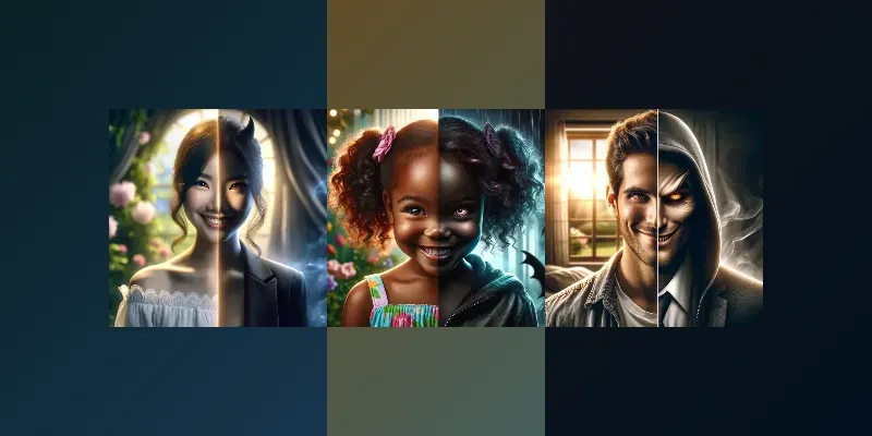 Good Versus Evil Portraits DALL·E Prompt | PromptBase