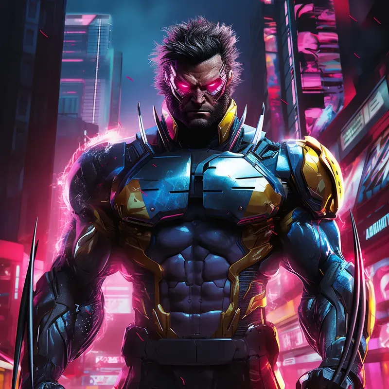 Neon Marvel Heroes In The Worlds Of Cyber Midjourney Prompt | PromptBase