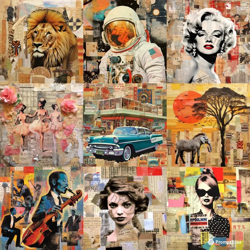 Vintage Magazine Collage Art Midjourney Prompt | PromptBase
