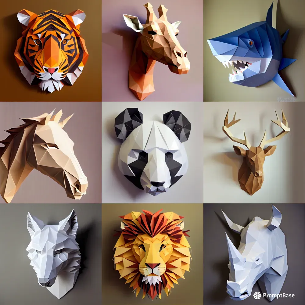 Paper Cut Origami Animals Midjourney Prompt | PromptBase