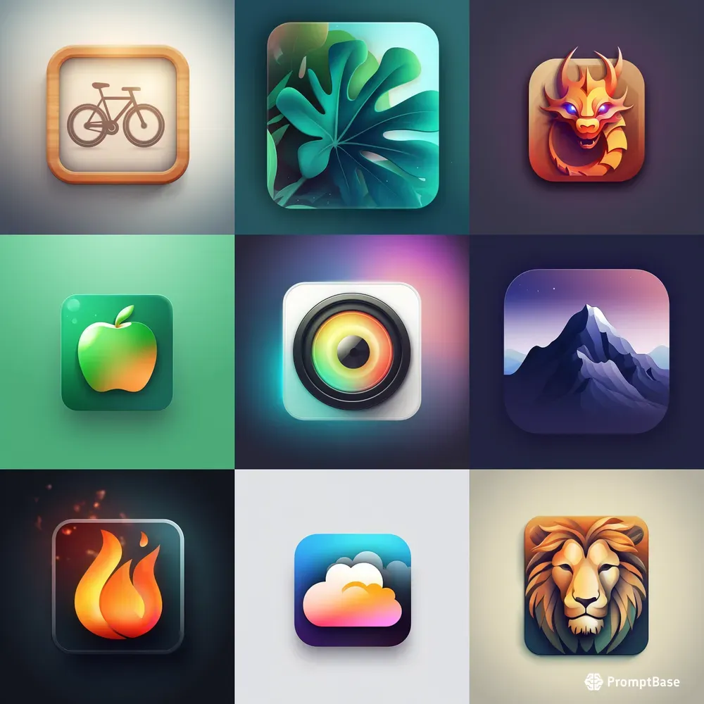 Minimalistic App Icons Midjourney Prompt | PromptBase