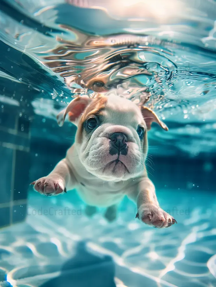 Animals Swimming Underwater In Pools Midjourney Prompt | PromptBase