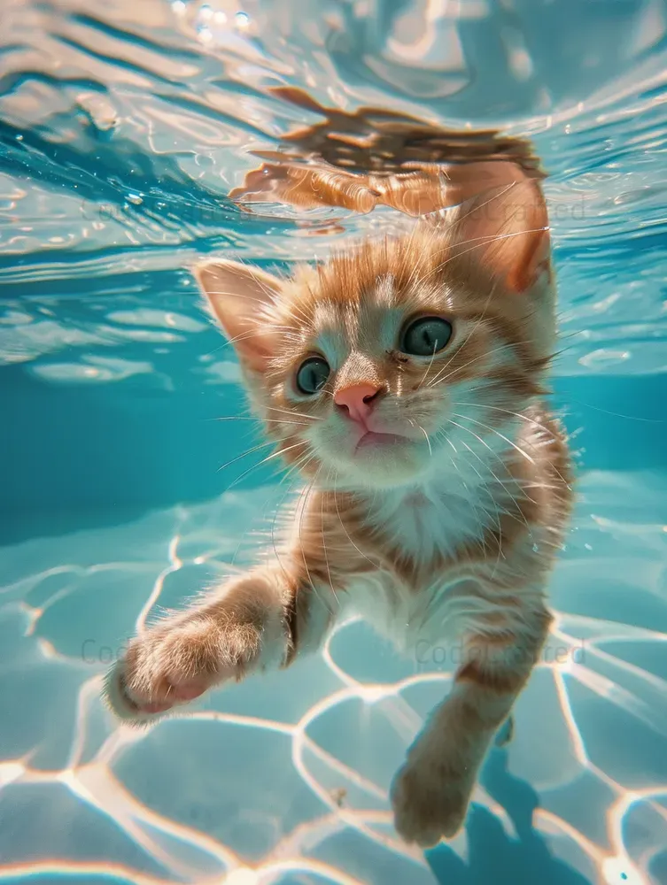 Animals Swimming Underwater In Pools Midjourney Prompt | PromptBase