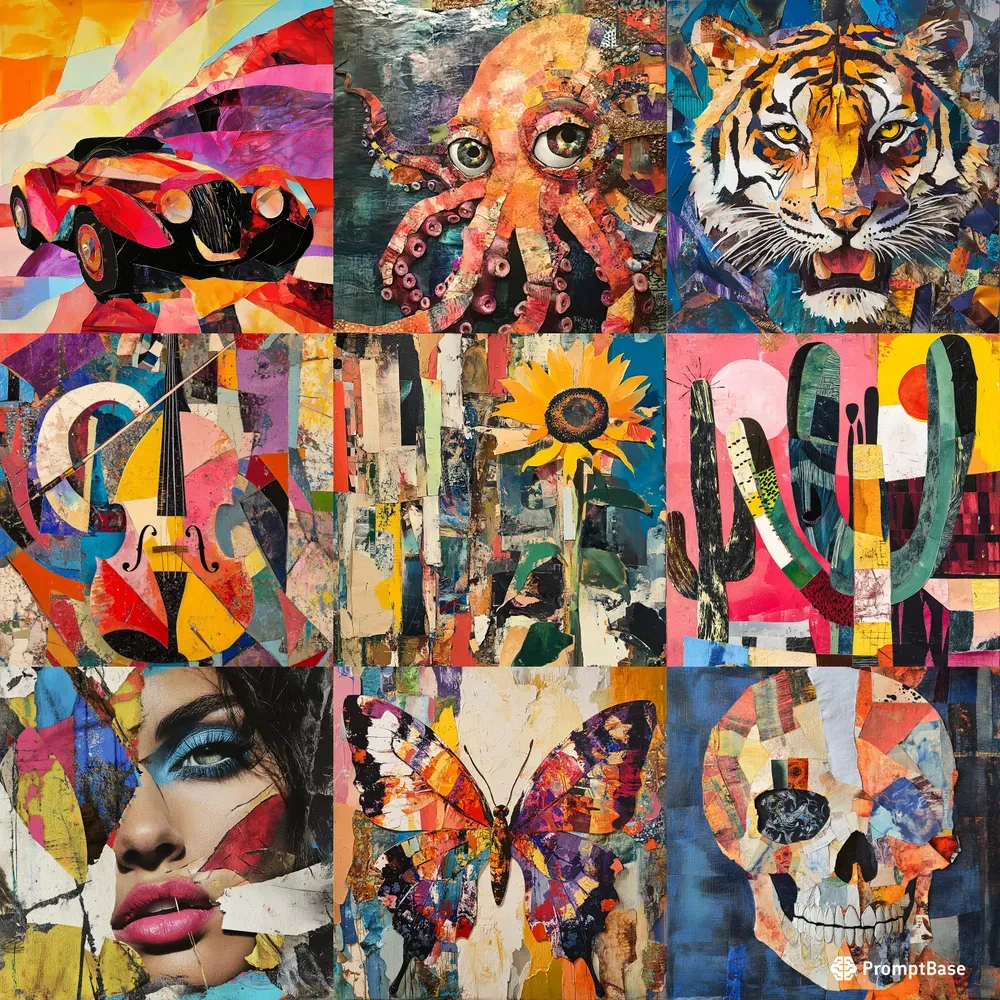 Expressionist Collage With Cotton Fabric Midjourney Prompt | PromptBase